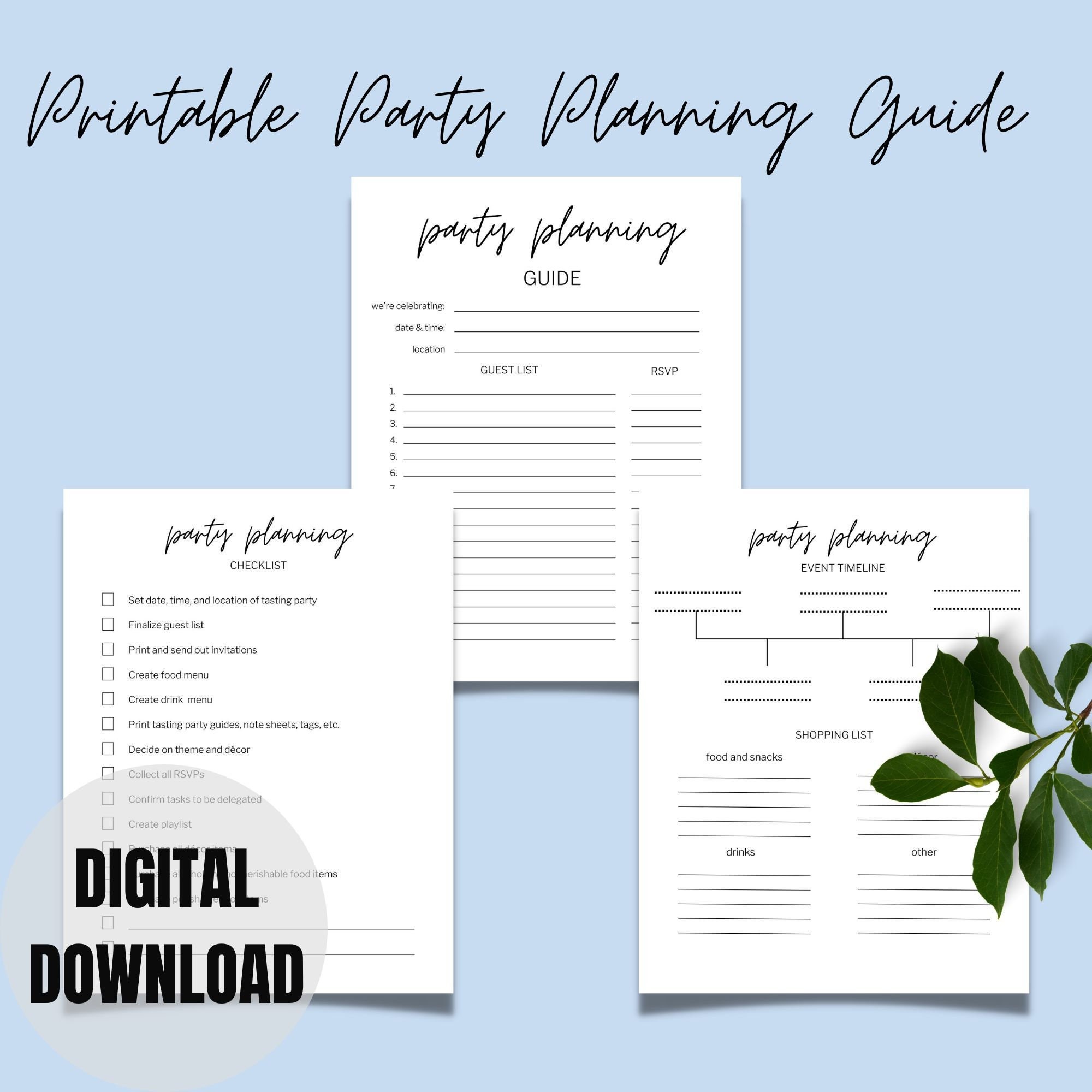 Party Checklist Printable, Birthday Party Checklist Template, Wine ...