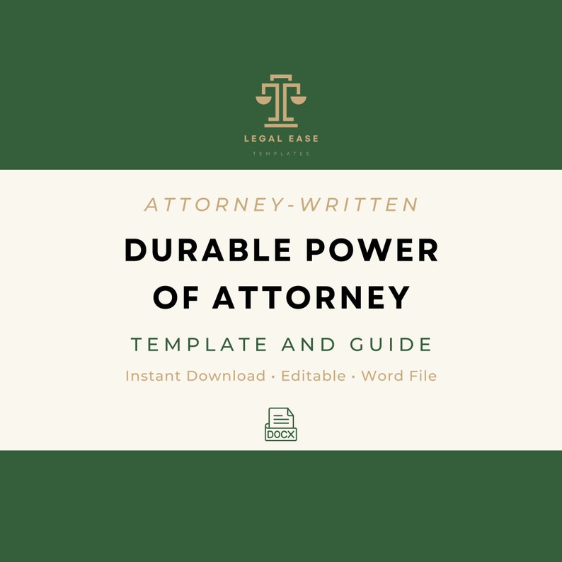 Durable Power of Attorney| Legal Template | Attorney-written | Pro Se ...
