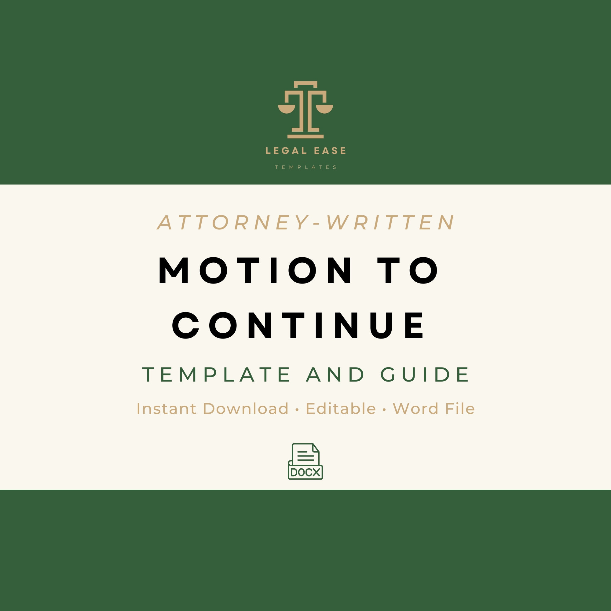 Motion to Continue | Legal Template | Attorney-written | Pro Se Form ...