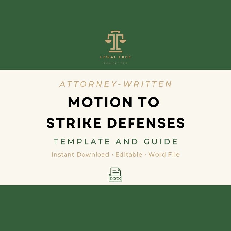 Motion to Strike Defenses | Legal Template | Attorney-written | Pro Se ...