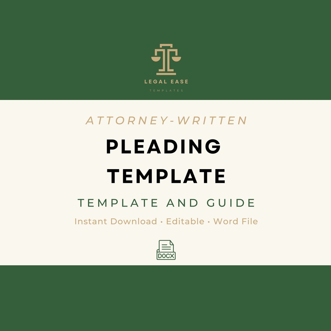 ALMOST FREE Pleading Template | Legal Template | Attorney-written | Pro ...