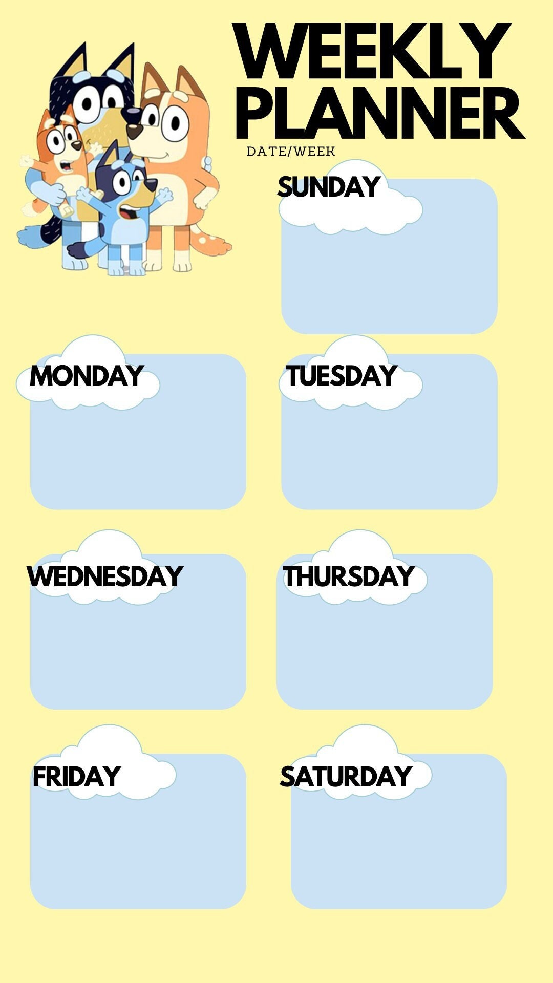 Printable Bluey Weekly Planner - Etsy