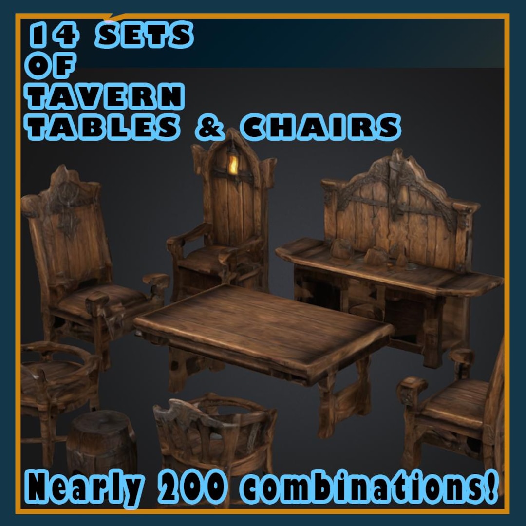 Tavern Tables Chairs STL Bundle - Nearly 200+ Combinations - D&D ...