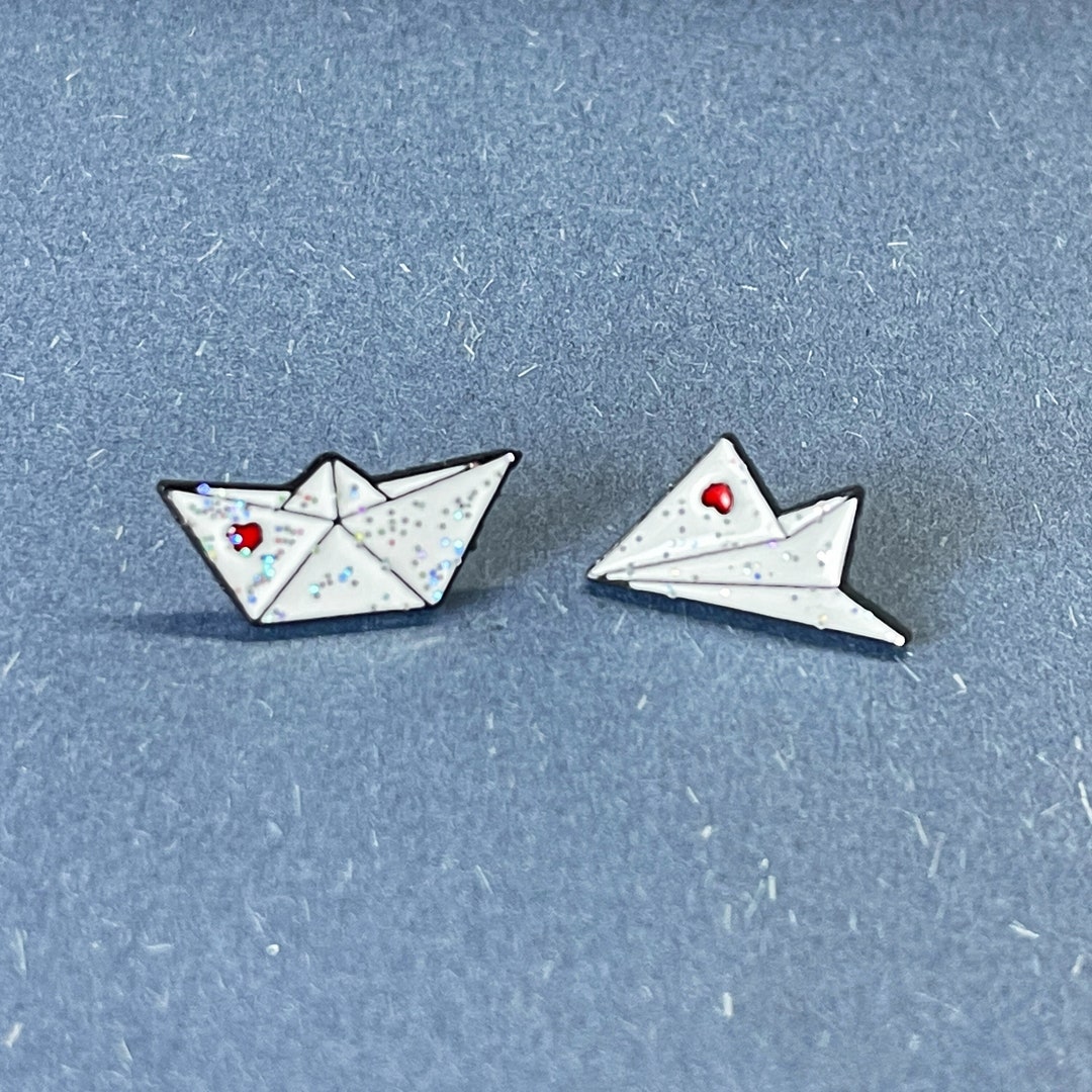Paper Airplane Pin Boat Pin Origami Cartoon Pin Enamel Pin Set - Etsy
