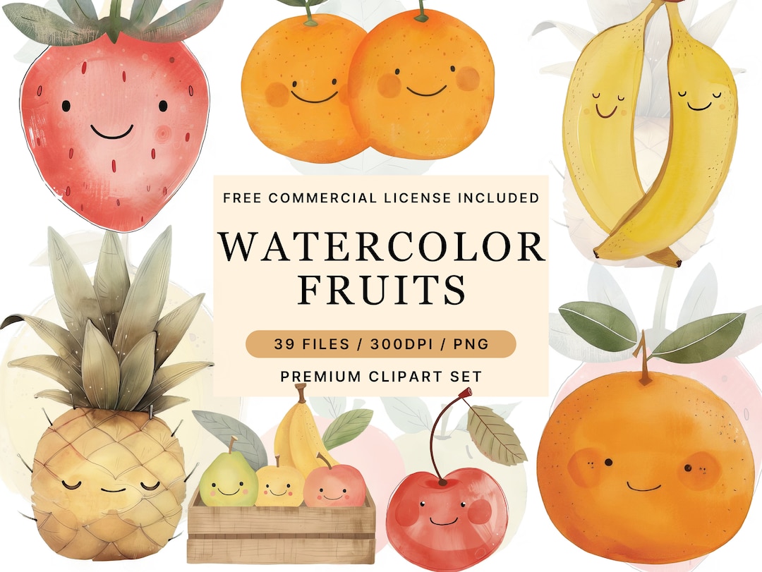 Cute Fruits Clipart, Cute Food, Kawaii Fruit Clipart, Cute Fruit Png ...