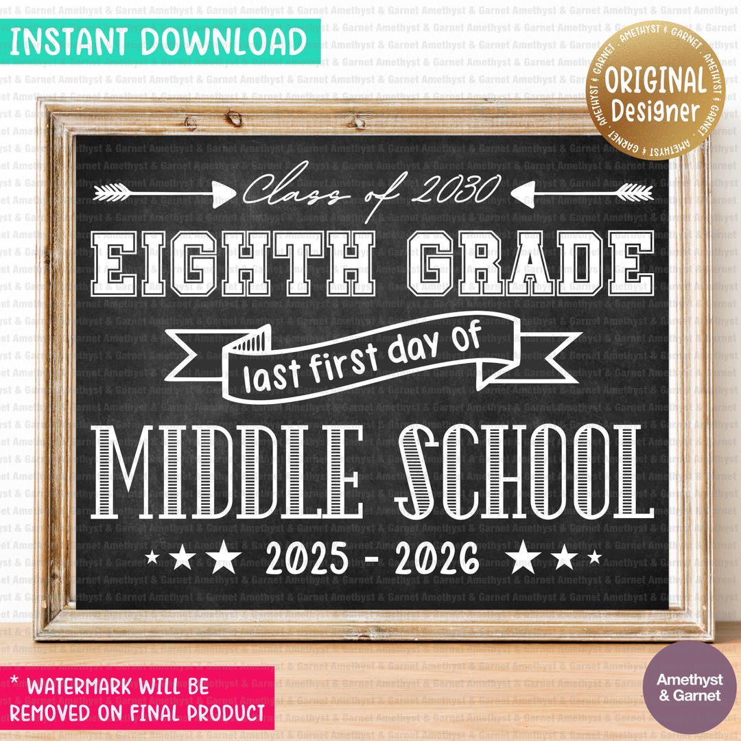 First Day of 8TH Grade Sign, First Day of School Sign, Printable 8TH ...