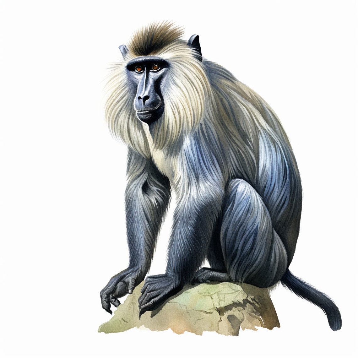 8 Mandrill Monkey Clipart, Monkey Clip Art, Printable Watercolor ...