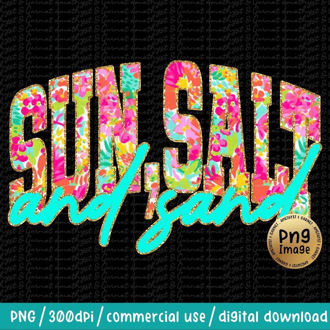 Preppy Sun Salt Sand Png, Retro Summer Png, Beach Png, Tropical Png ...