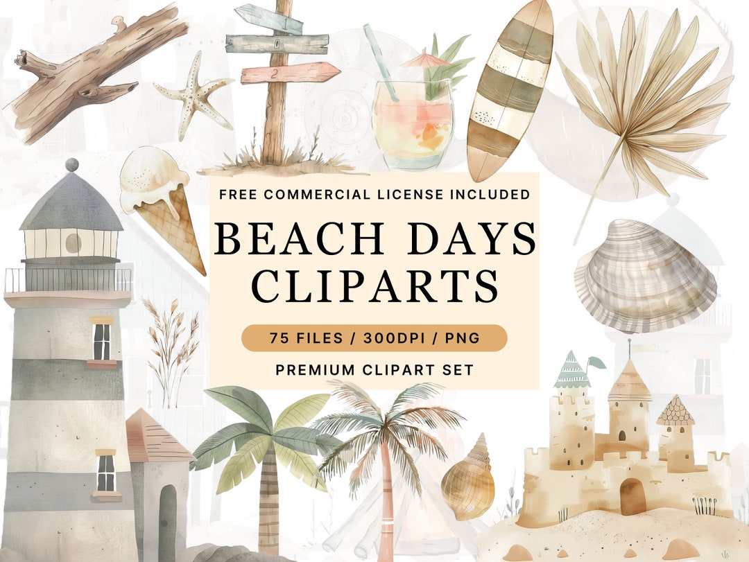 Ocean Boho, Summer Clipart, Ocean Clipart, Coral Clipart, Watercolor ...