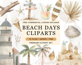 OCEAN Boho, Summer Clipart, Ocean Clipart, Coral Clipart, Watercolor ...