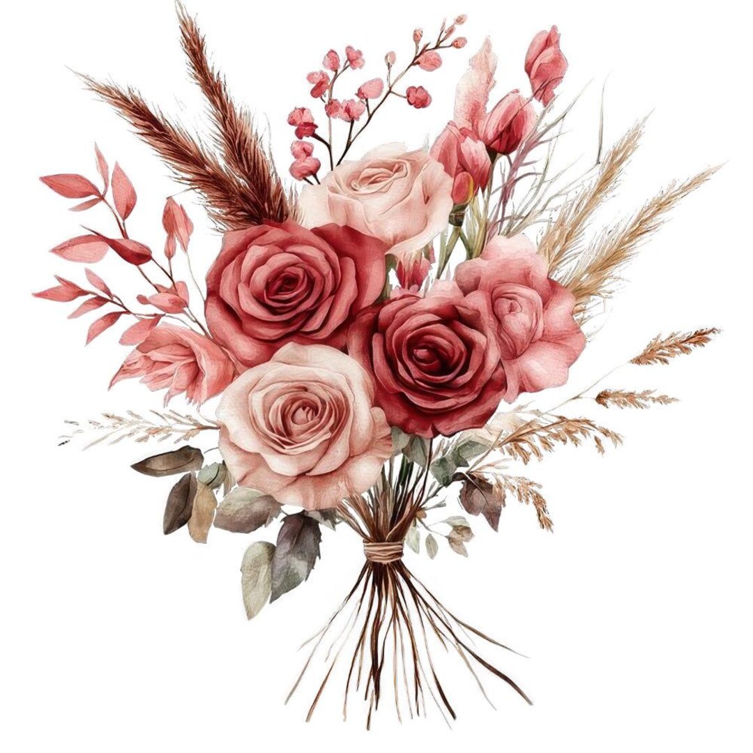 12 Roses Clipart ,commercial Use, Printable Watercolor Clipart High ...