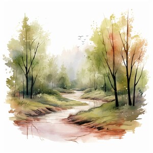 Country Path Clipart, 9 High Quality Jpgs, Watercolor Art, Digital ...