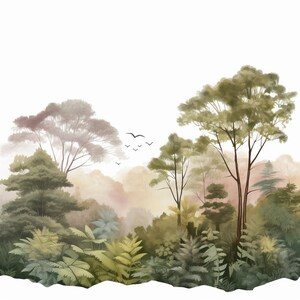17 Watercolor Jungle Clipart Jungle Landscape Digital Paper Tropics ...