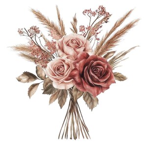 12 Roses Clipart ,commercial Use, Printable Watercolor Clipart High ...