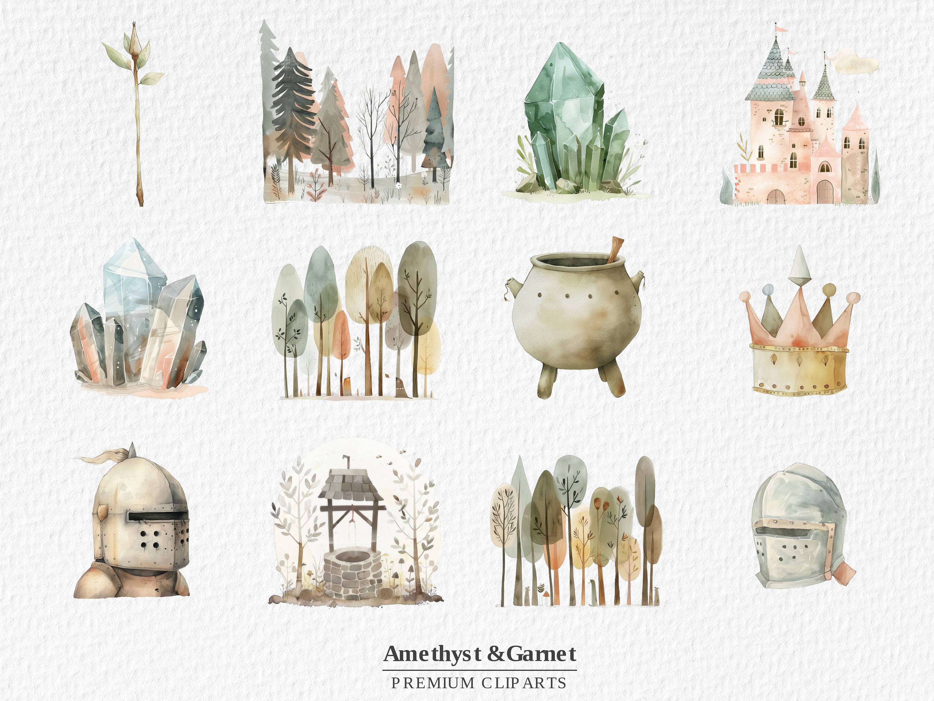 Dragon Watercolor Clipart, Knight Digital Clipart, Fairy Tale Graphics ...