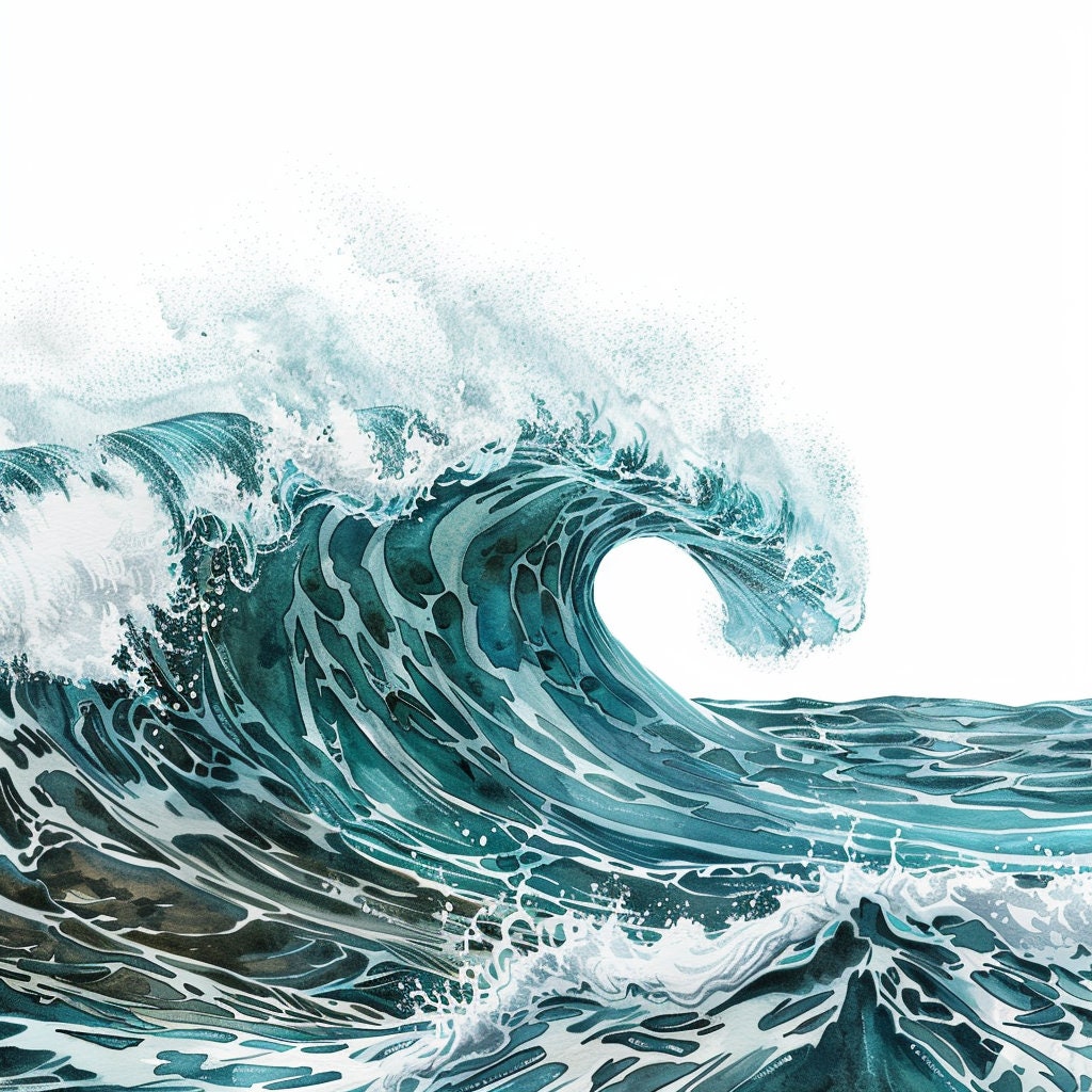 Wave Clipart Serene Wave Clipart Bundle 14 High-quality Images Ocean ...