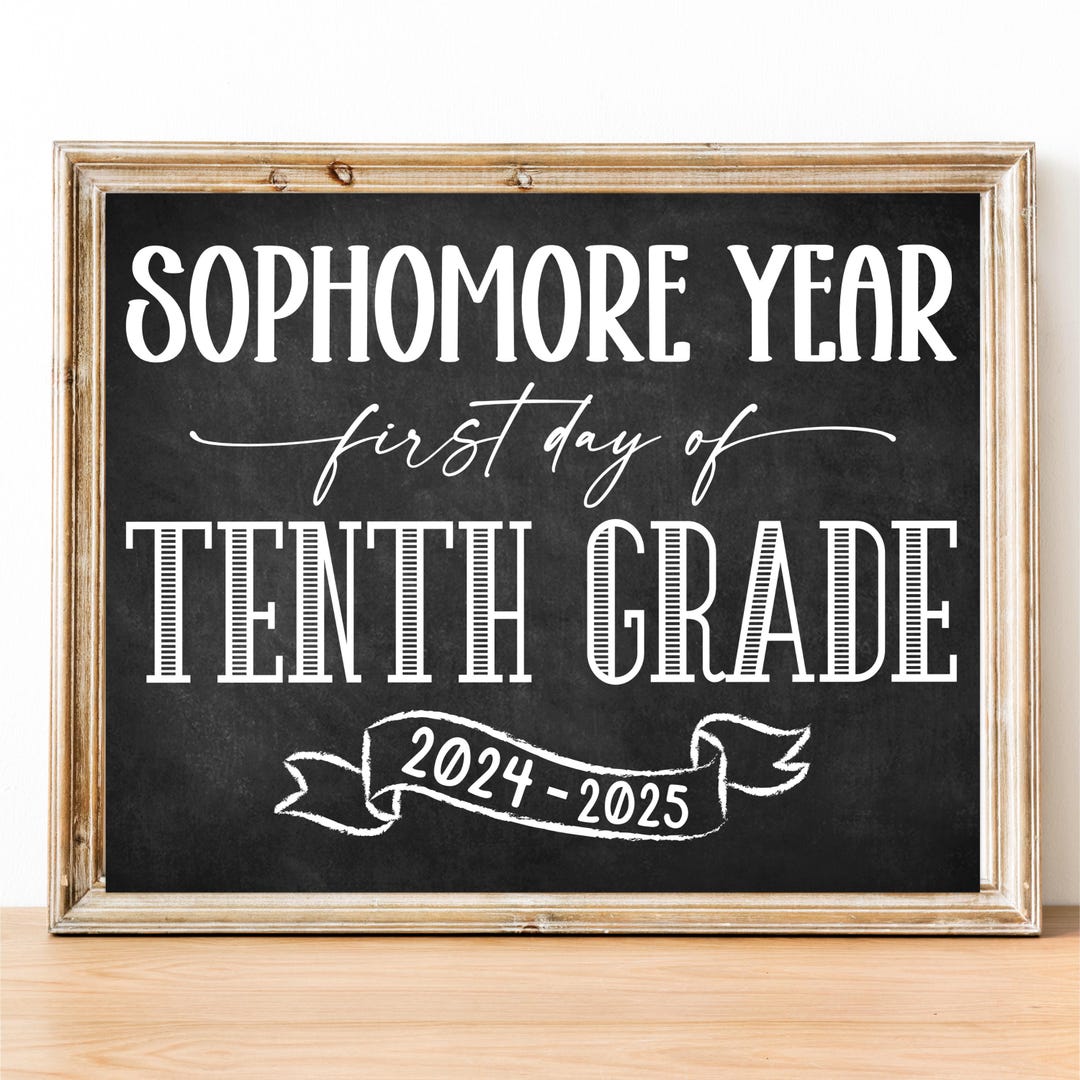 First Day of 10th Grade Sign Printable, Modern Back to School 2024-2025 ...