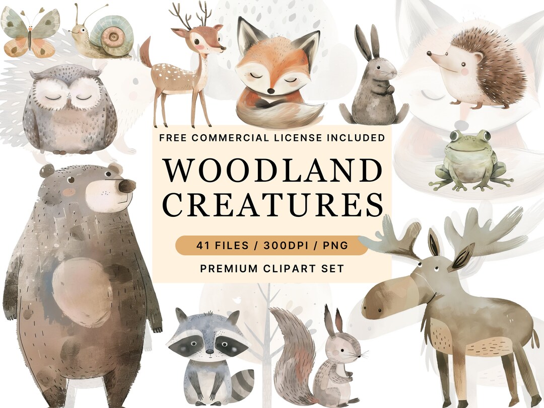 Boho Woodland Animals Clipart, Safari Animals Clipart, Bear, Fox ...