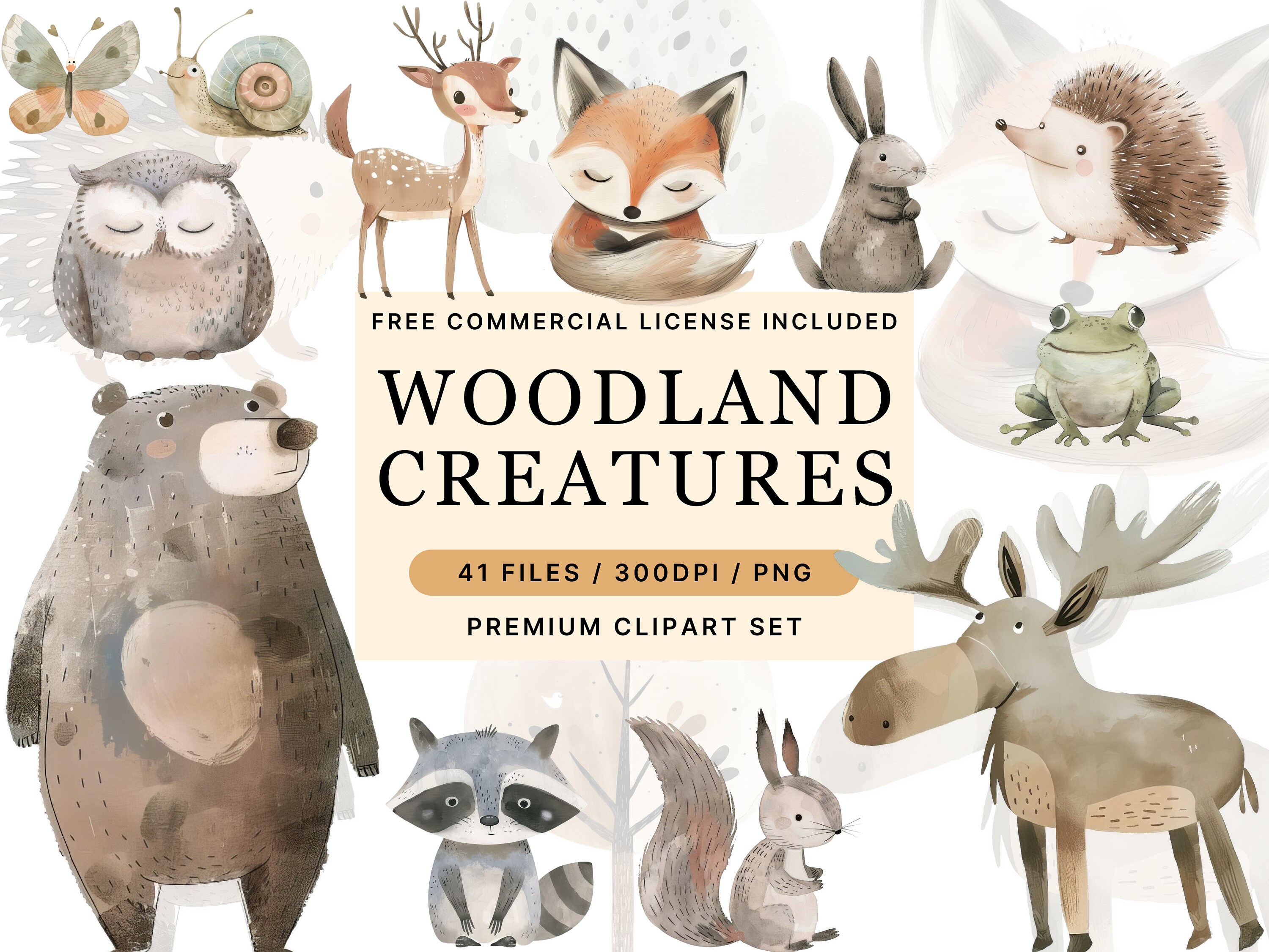 Boho Woodland Animals Clipart, Safari Animals Clipart, Bear, Fox ...