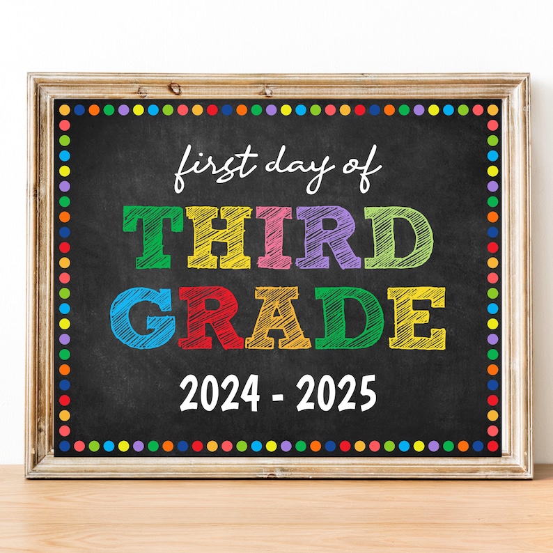 First Day of 3rd Grade Sign, First Day of School Sign, Printable 3rd ...