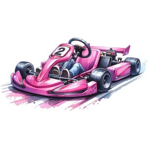 12 PINK Go-kart Clipart | PNG Format for Commercial Use, Instant ...