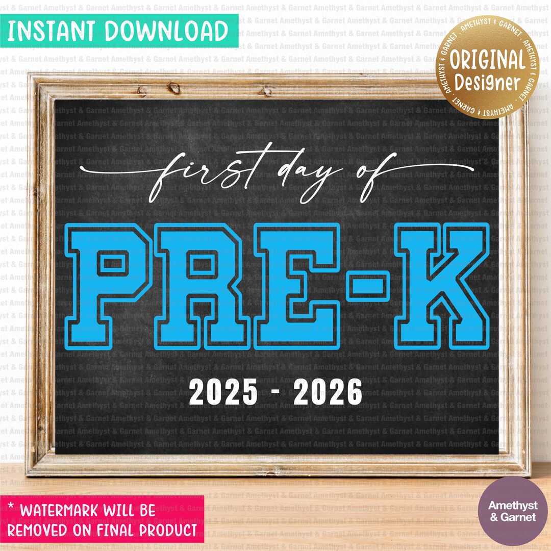 First Day of Pre-k Printable Sign - Instant Digital Download - Back to ...