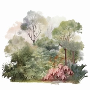 17 Watercolor Jungle Clipart Jungle Landscape Digital Paper Tropics ...