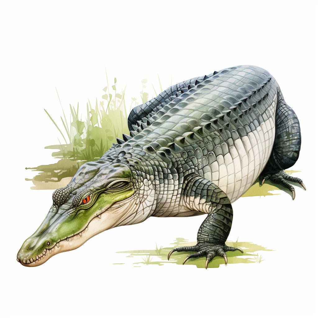 12 Alligator Clipart, Alligator Clip Art, Printable Watercolor Clipart ...