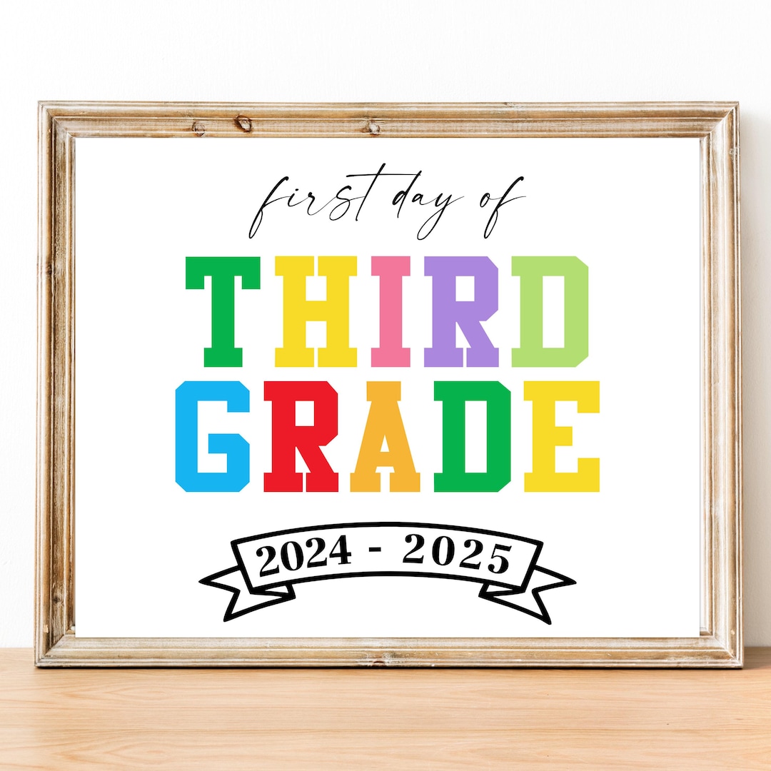 First Day of 3rd Grade Sign, First Day of School Sign, Printable 3rd ...
