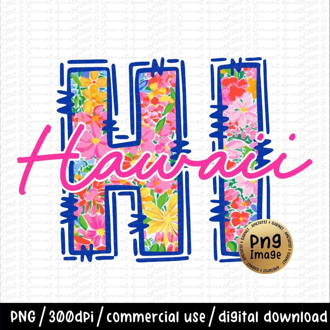 Hawaii Preppy Summer Shirt Design PNG, Trendy Hawaii Png, Blue Floral ...
