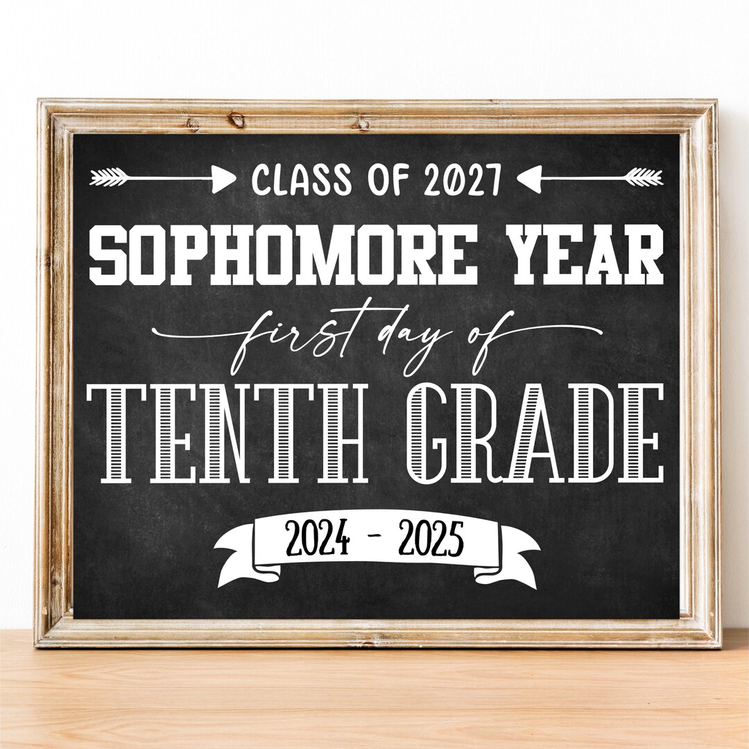 First Day of 10th Grade Sign Printable, Modern Back to School 2024-2025 ...
