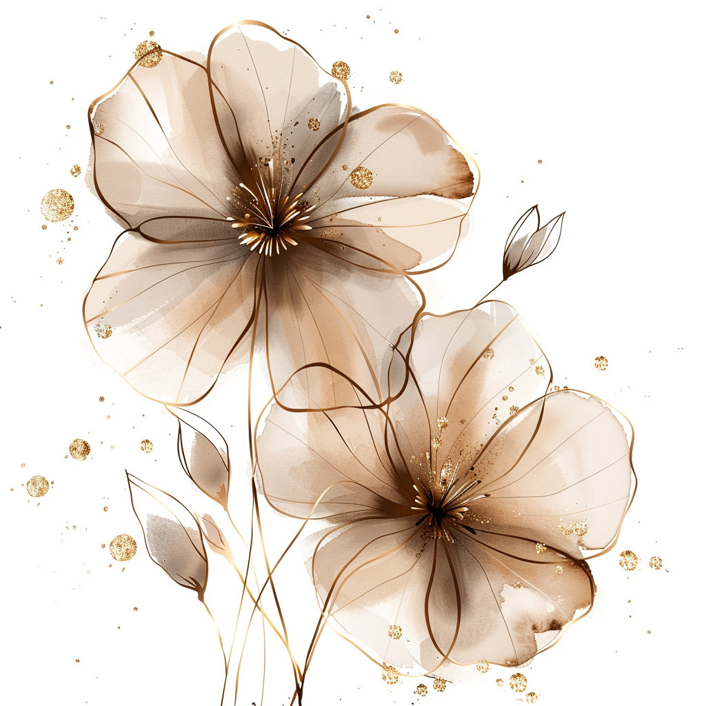 12 Brown Flowers Clipart, Brown Floral Print, Printable Watercolor ...