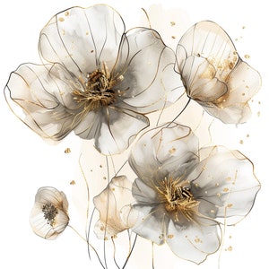 14 Boho Flowers Clipart, Boho Floral Print, Printable Watercolor ...