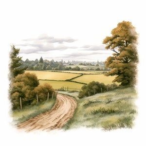 Country Lanes Clipart, 11 High Quality Jpgs, Watercolor Art, Digital ...