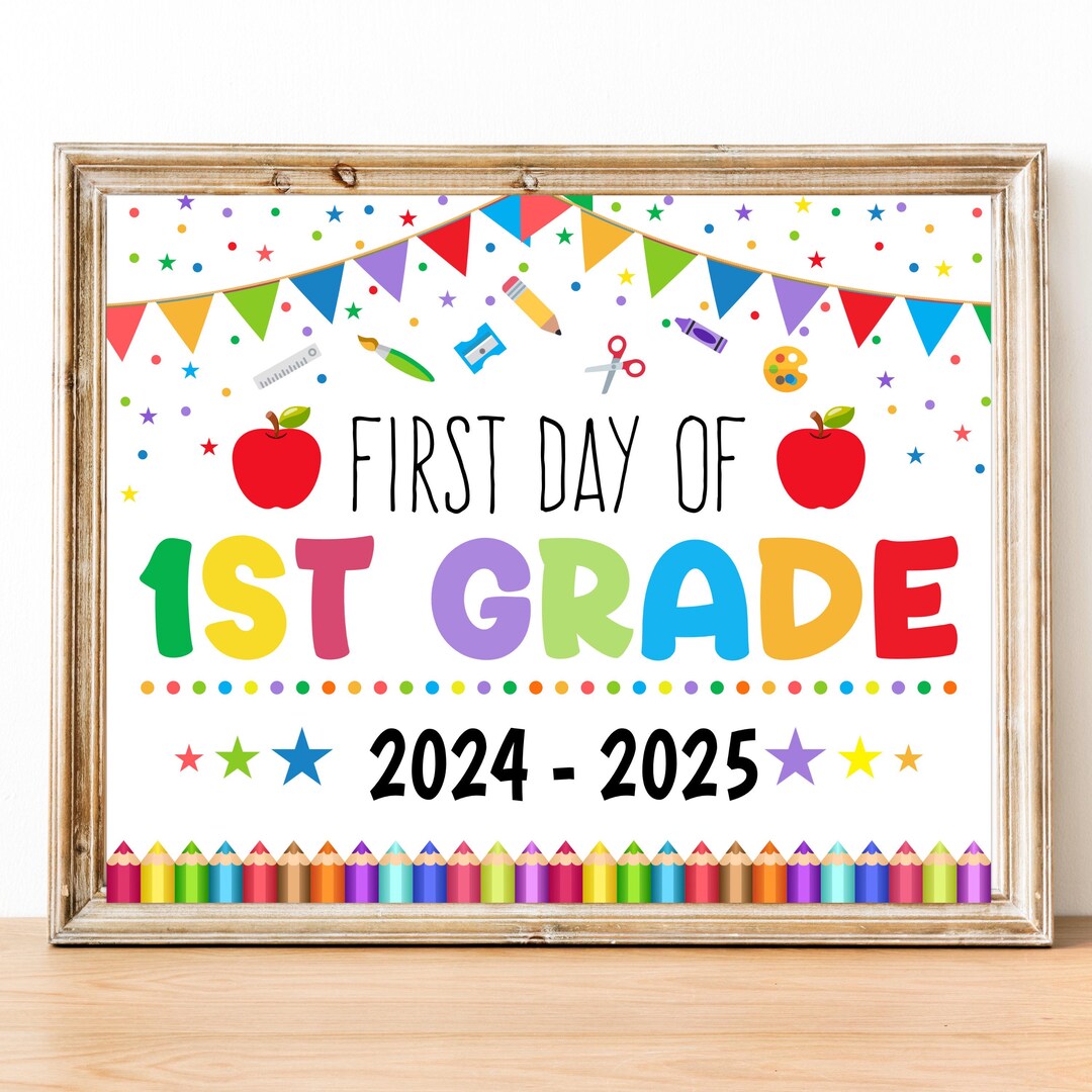 First Day of 1st Grade Sign Printable INSTANT DOWNLOAD Photo Prop First ...