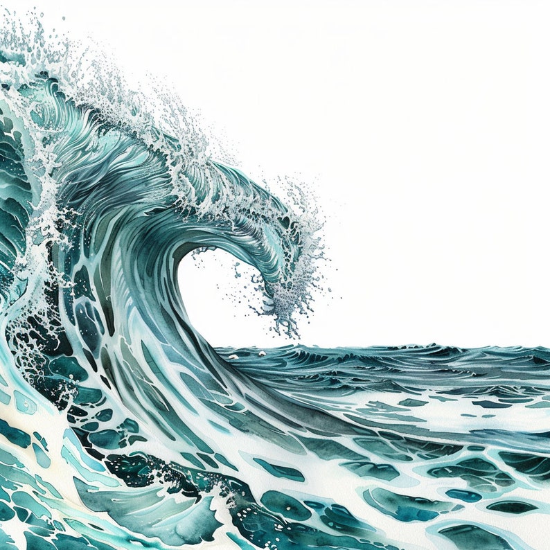 Wave Clipart Serene Wave Clipart Bundle 14 High-quality Images Ocean ...