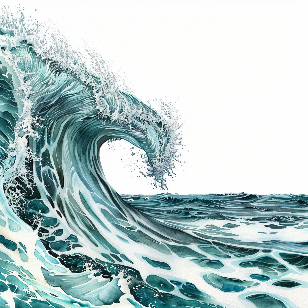 Wave Clipart Serene Wave Clipart Bundle 14 High-quality Images Ocean ...