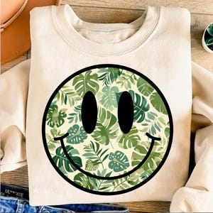 Greenery PNG Retro Smiley Face PNG Retro Flowers PNG Fall Vibes Floral ...
