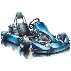 11 BLUE Go-kart Clipart PNG Format for Commercial Use, Instant Download ...