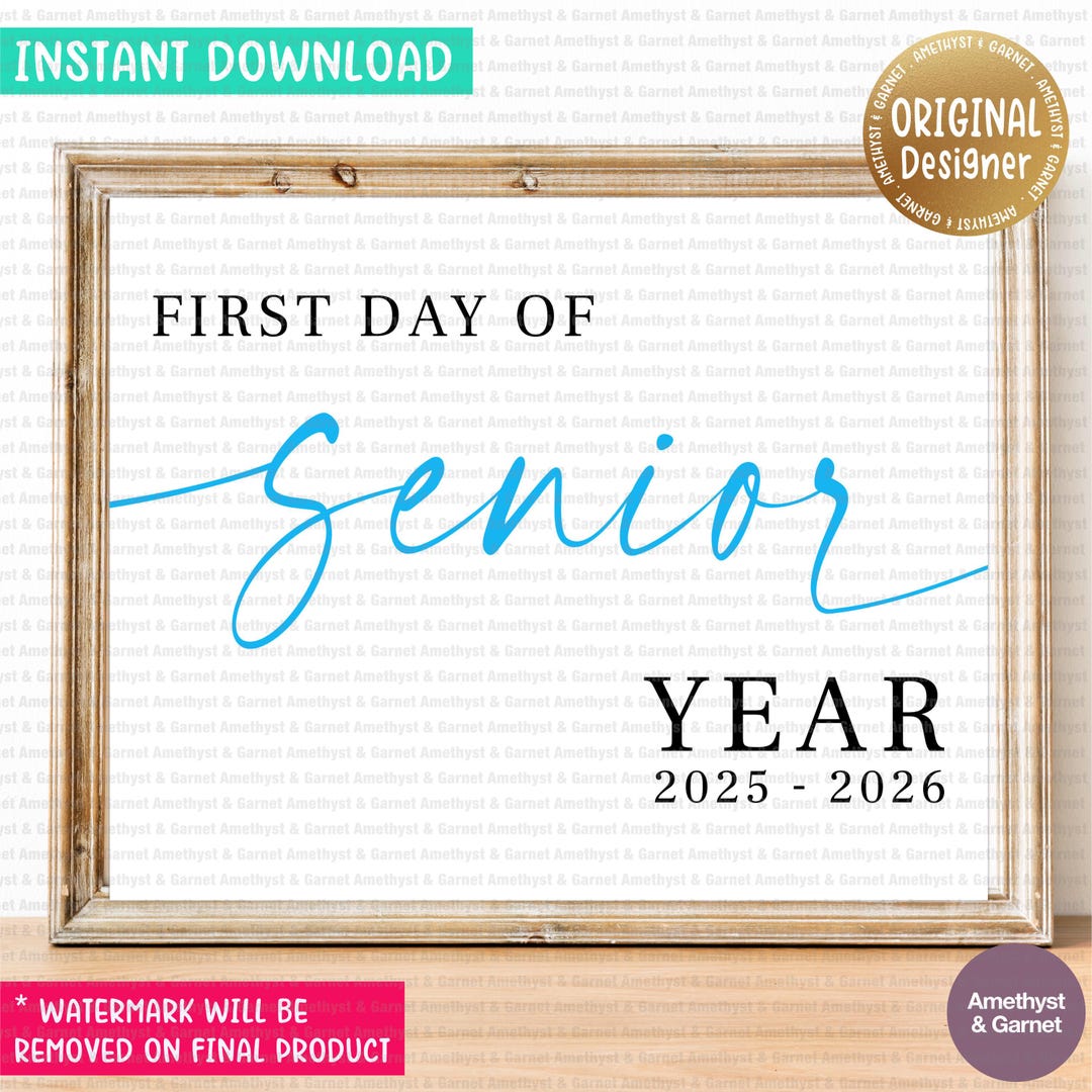 Minimalist First Day of Senior Year Sign Printable, Modern Back to ...