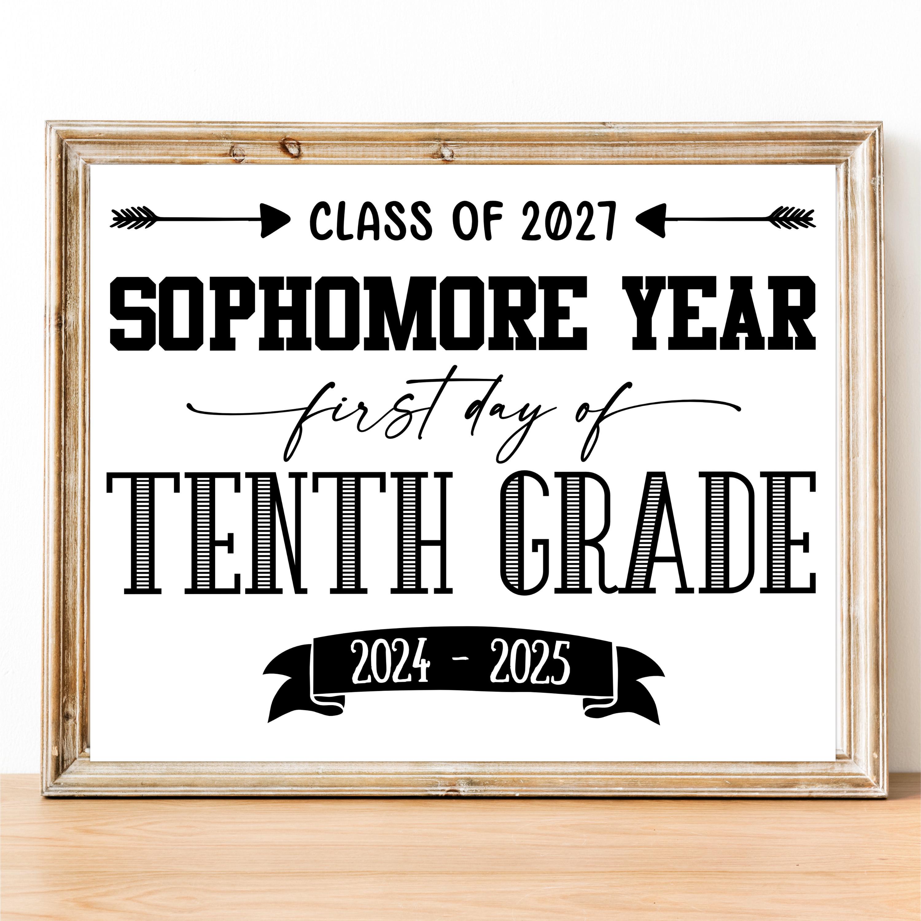 First Day of 10th Grade Sign Printable, Modern Back to School 2024-2025 ...