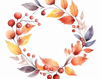 Fall Watercolor Floral Clipart Autumn Watercolor Frames Wreaths Set ...