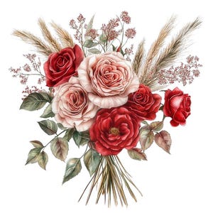 12 Roses Clipart ,commercial Use, Printable Watercolor Clipart High ...