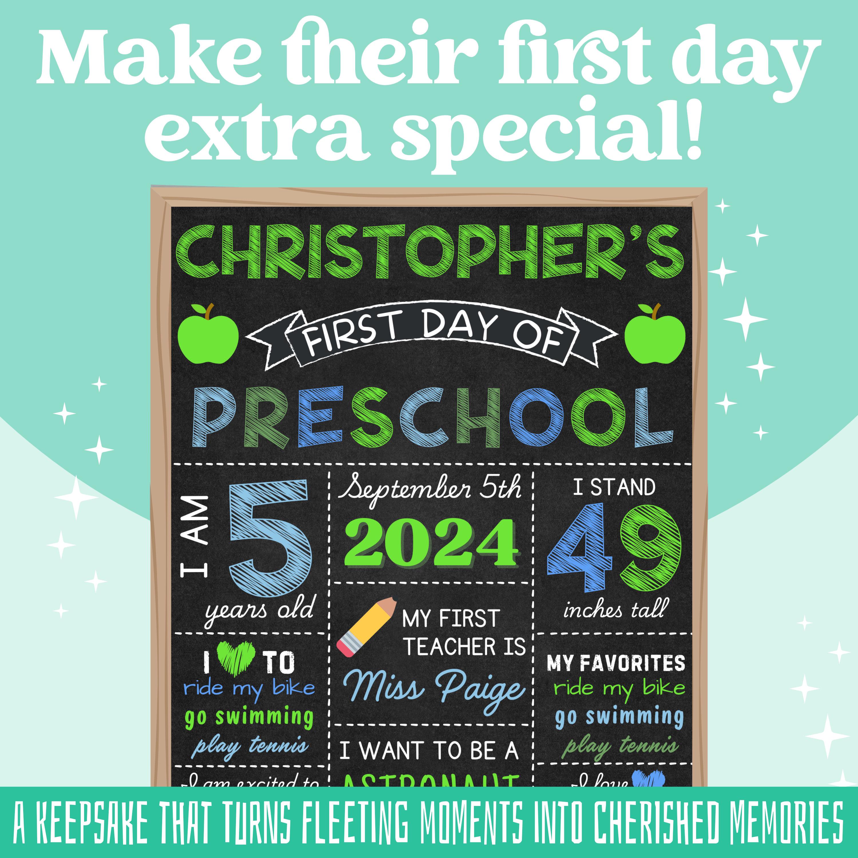 Editable Rainbow Colorful First Day of School Chalkboard Sign Reusable ...