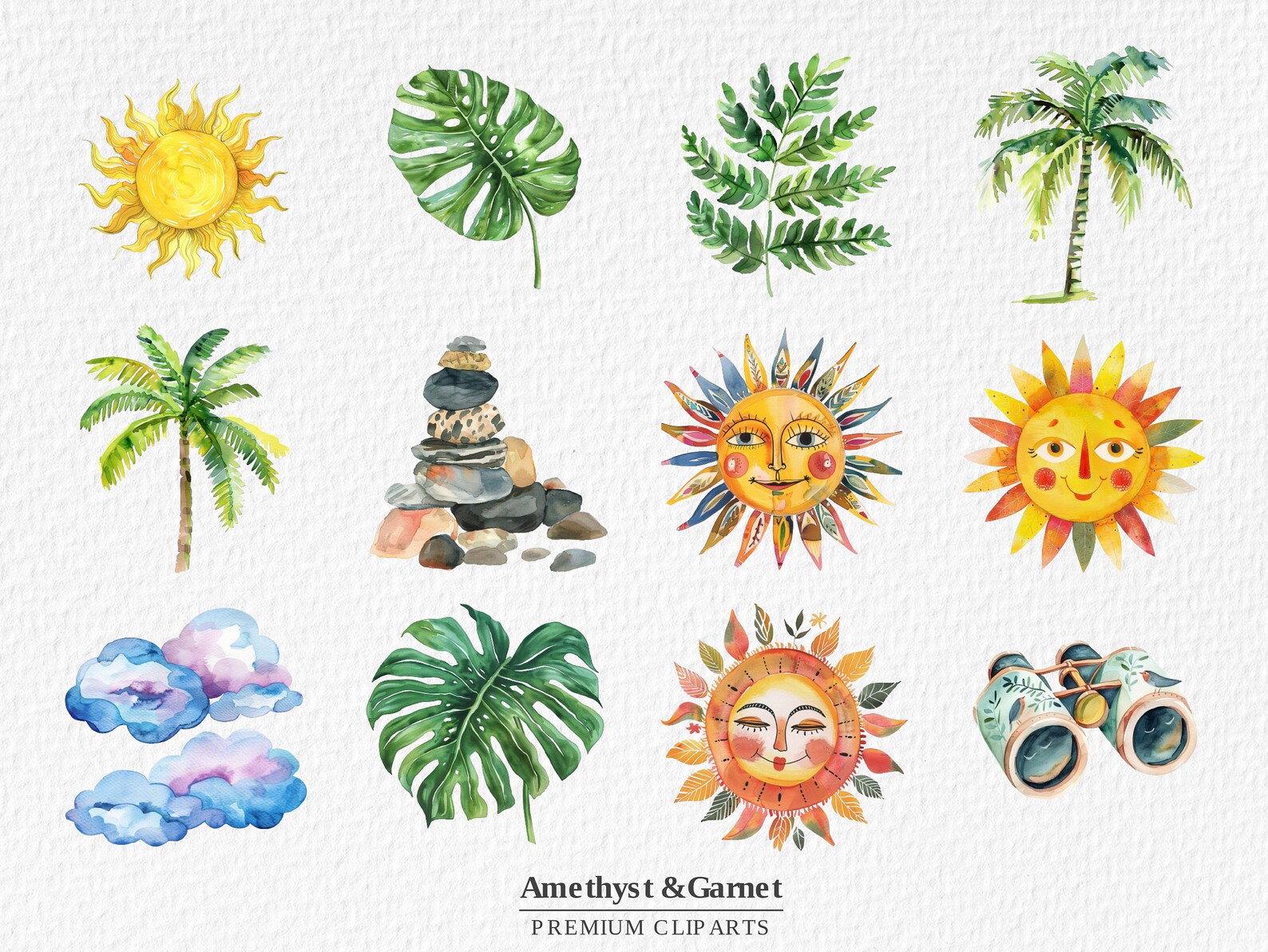 Cute Safari Animals Watercolor Commercial Use Clipart, Baby Shower ...