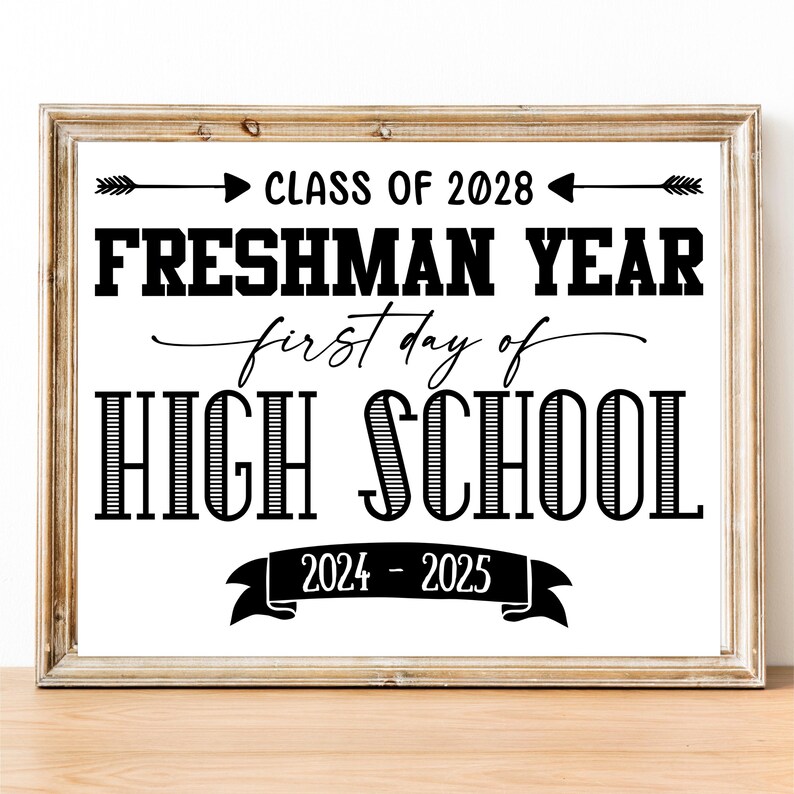 First Day of 9th Grade Sign Printable, Modern Back to School 2024-2025 ...