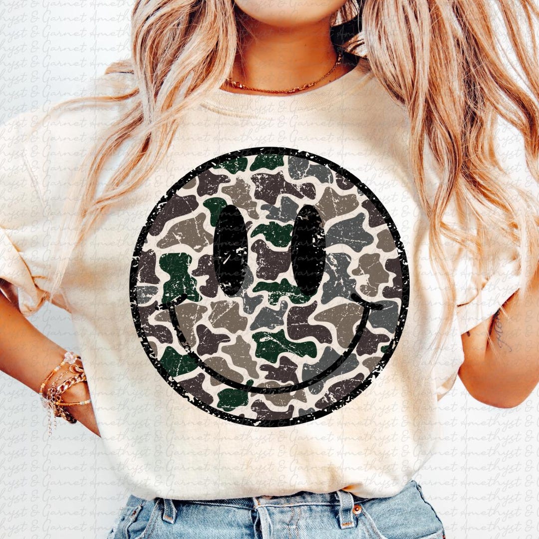 Camo Smiley Face PNG Hunters Wife PNG Seasonal Widow PNG Duck Hunting ...