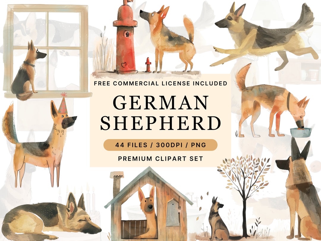 Watercolor German Shepherd PNG, Dog PNG, German Shepherd Art, Cute Dog ...