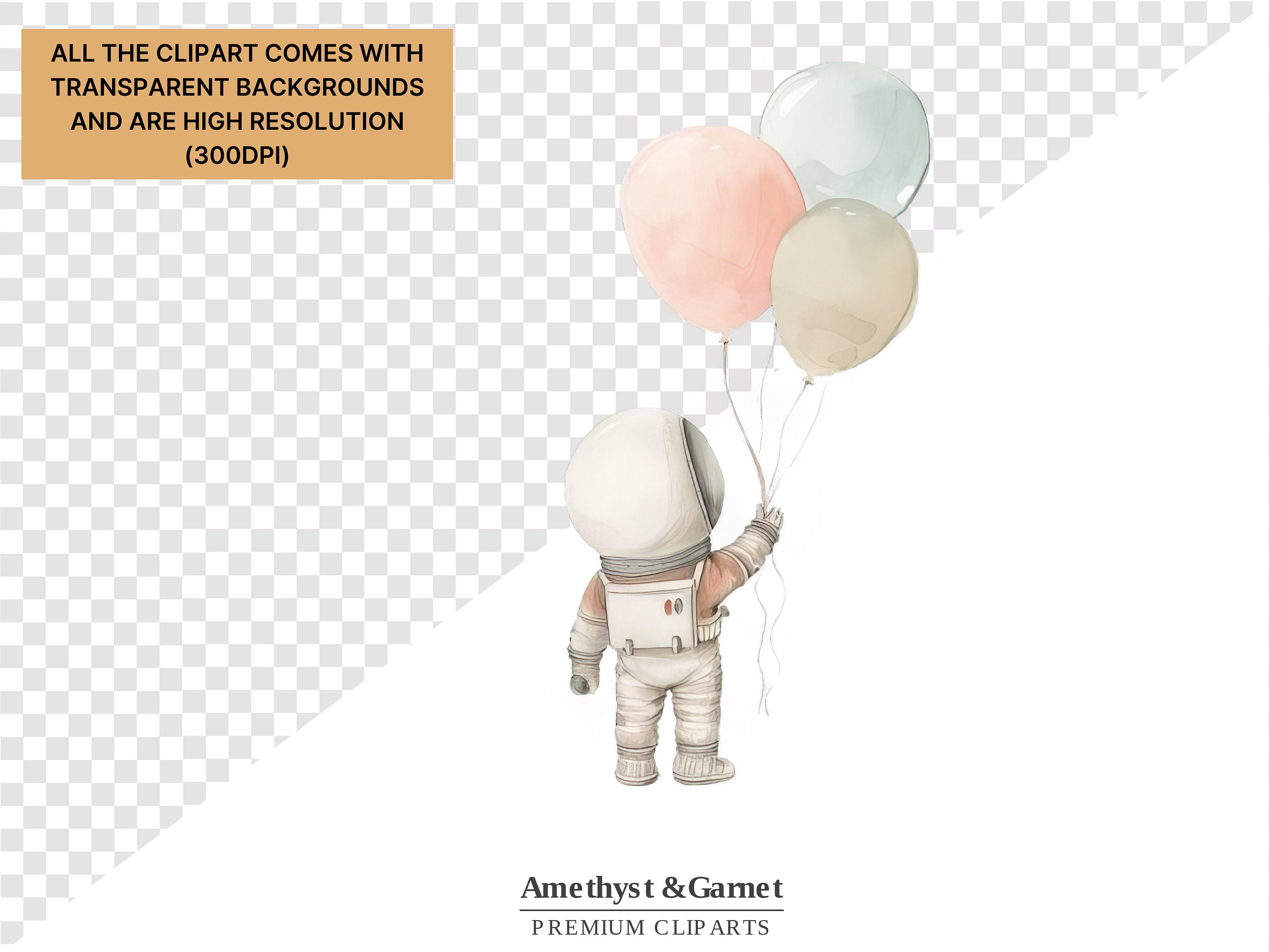 Watercolor Space Clipart Bundle, Sun Watercolor Clipart, Astronaut ...