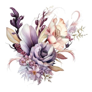 11 Boho Flowers Clipart ,commercial Use, Printable Watercolor Clipart ...